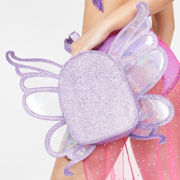 Dolls Kill | Bags | Purple Glitter Butterfly Backpack | Poshmark